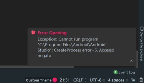 INTELLIJ IDEA Exception When Clicking On Open For Editing In Android