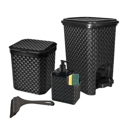 Kit Cozinha Lixeira Pedal 7 Litros Lixeira De Pia 5 Litros