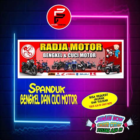 Jual Spanduk Banner Bengkel Motor Dan Cuci Motor Ukuran X Meter