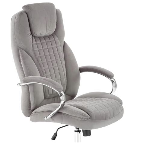 Fotel Biurowy KING 2 VELVET Obrotowy Tapicerowany Szary TILT CHROM V