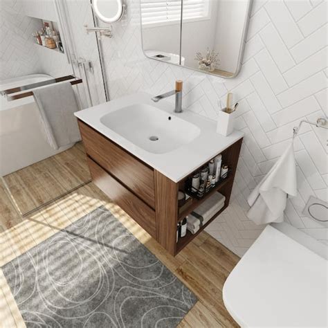 FUNKOL 30 In W Simplicity Modern Float Mounting Bathroom Vanity With