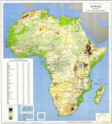 Mapa físico y político detallada a gran escala de África África