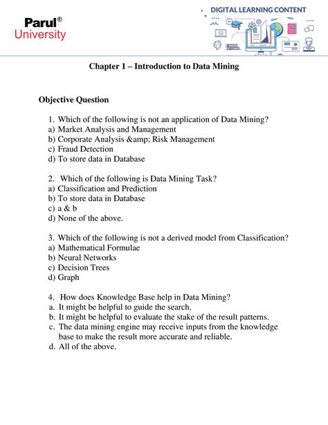 dm assignment 1 questions chapter 1 introduction to data mining objective question which