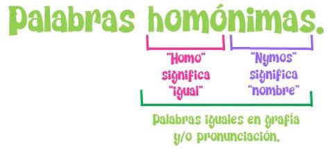 Palabras homónimas Clasificación de las palabras según su significado