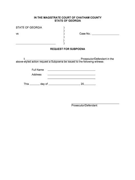 Fillable Online Chathamcourts REQUEST FOR SUBPOENA Fax Email Print