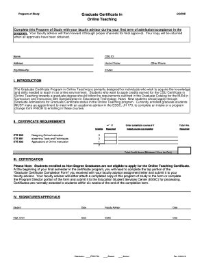 Fillable Online Csuohio Graduate Certificate In COEHS Online Teaching