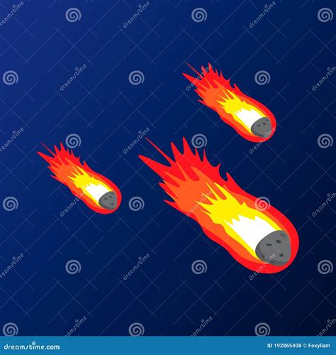 Flamme Meteorit Regen Im Weltraum Vektor Abbildung Illustration Von