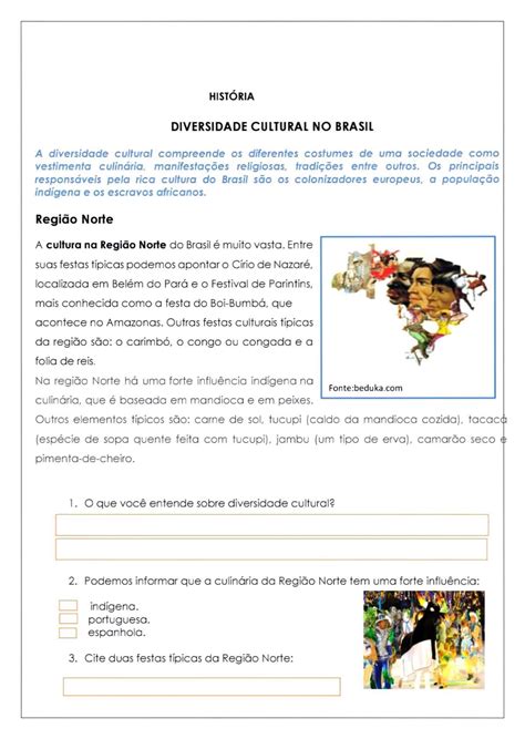 Atividade Sobre Diversidade Cultural Para O 5o Ano