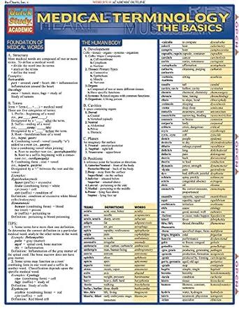 Amazon Medical Terminology The Basics A Quickstudy Laminated