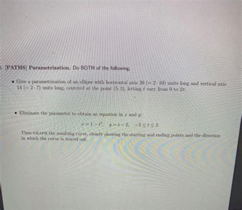 solved 5 paths parametrization do both of the following