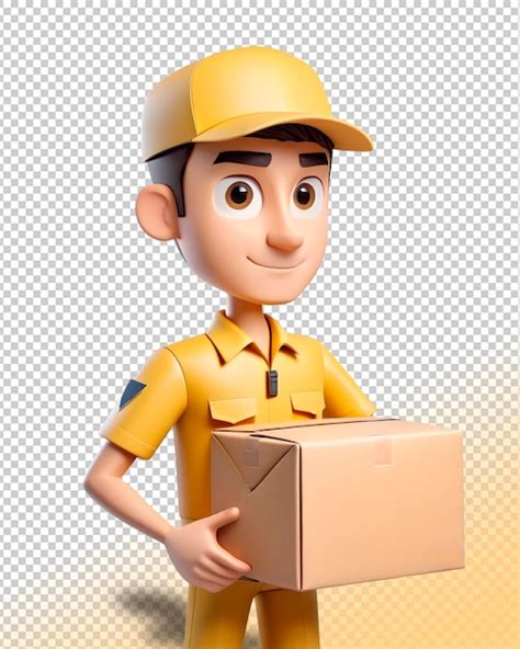 Livreur De Dessin Animé Sur Fond Transparent PSD Premium