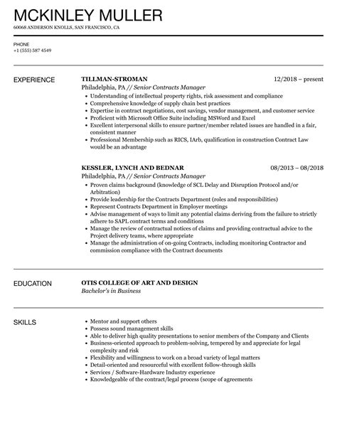 Contract Manager Resume Sample StephenNeville Blog