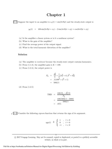 solution manual for digital signal processing 3rd edition by schilling pdf spectral density