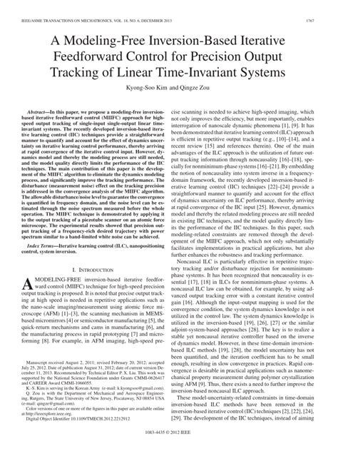 pdf a modeling free inversion based iterative feedforward control for precision output