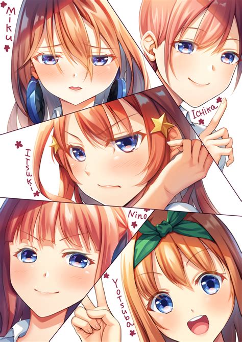 Safebooru 5girls D Adjusting Hair Blunt Bangs Blush Brown Hair Character Name Commentary
