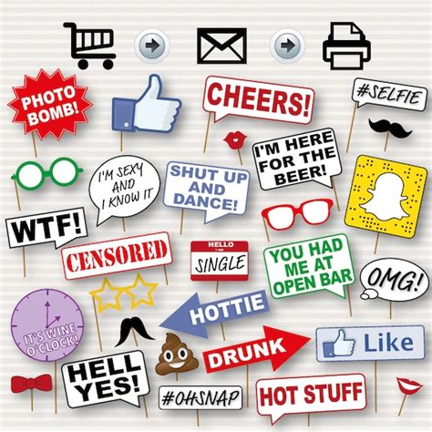 Adults Party Photo Booth Printable Props Birthday Party Etsy