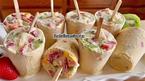Paletas Cremositas De 3 LECHES Y Frutas Helado Casero Facil