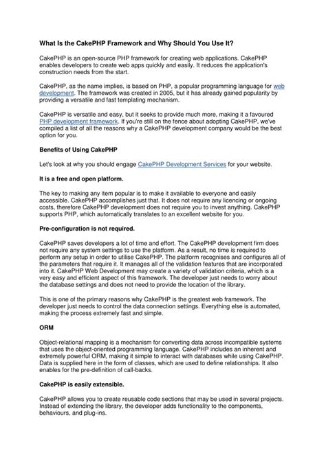 ppt what is the cakephp framework and why should you use it powerpoint presentation id 11483495