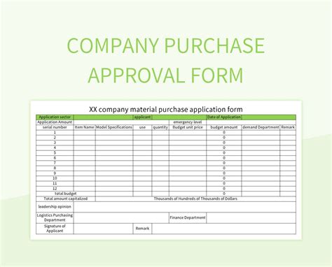 Company Purchase Approval Form Excel Template And Google Sheets File