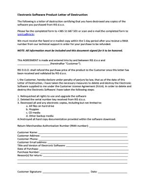 Fillable Online Letter Of Destruction Thinetsolutioncom Fax Email
