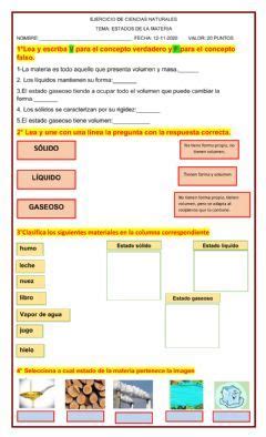 Propiedades De La Materia Interactive Worksheet Artofit