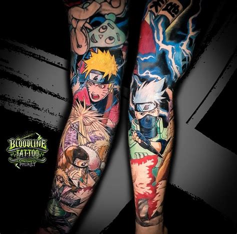 Naruto Colour Arm Sleeve Tattoos Naruto Tattoo Sleeve Tattoos