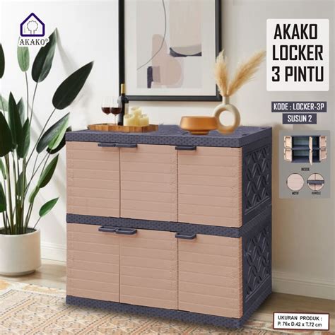 Jual AKAKO FULL GARANSI LEMARI PAKAIAN PLASTIK LOCKER 3 PINTU