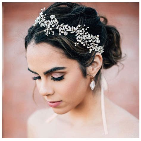 SWEETV Crystal Bridal Headpieces For Brides Silver Wedding Hair