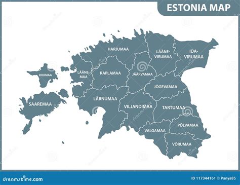 Detailed Estonia Physical Map Vector Illustration CartoonDealer