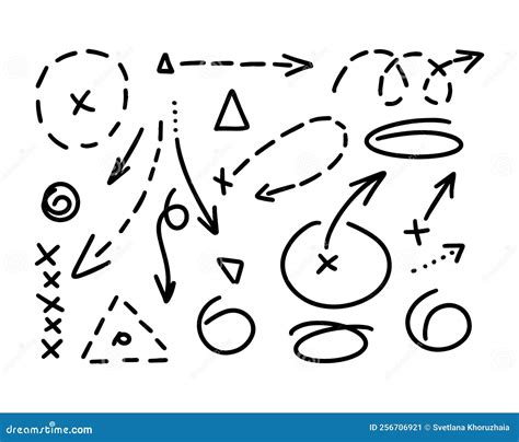 Hand Drawn Striped Circles And Arrows Collection Stock Vector