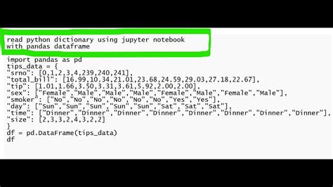 read python dictionary using jupyter notebook with pandas dataframe youtube