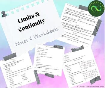 Limits And Continuity Notes Worksheets By Limitless Math Worksheets