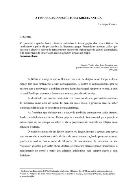 PDF A FISIOLOGIA DO ESPÍRITO NA GRÉCIA ANTIGA A FISIOLOGIA DO