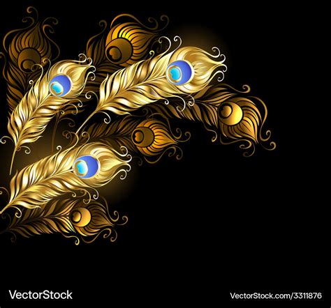 Golden Peacock Feathers Royalty Free Vector Image