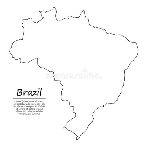 Simple Outline Map Of Brazil In Sketch Line Style Stock Vector