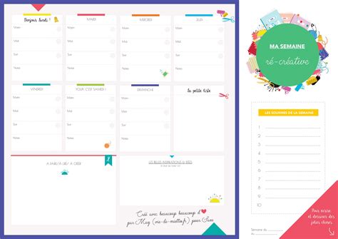 Semainier Modele de planning Semainier à imprimer