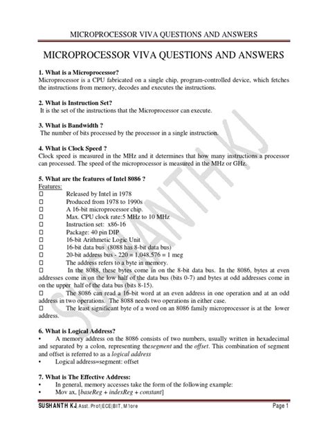 microprocessor viva questions and answers pdf central processing unit input output