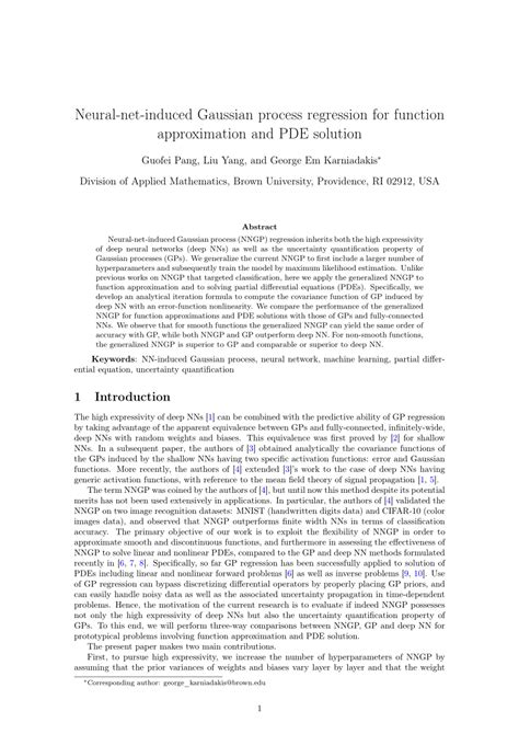 pdf neural net induced gaussian process regression for function approximation and pde solution