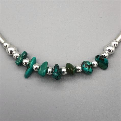 Turquoise Crystal Beaded Bracelet Sterling Silver Hand Made Etsy