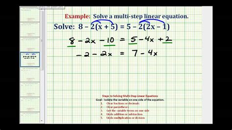 How To Solve A Multi Step Linear Equation