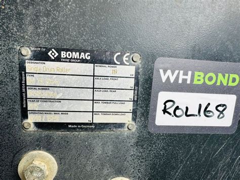 2015 Bomag BW213DH 4 Roller WH Bond Sons Ltd