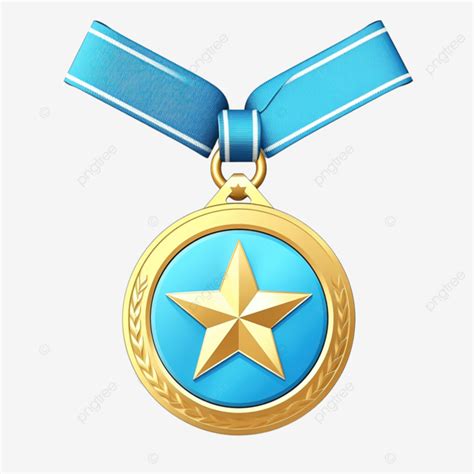 Medalla De Estrella De Oro Con Cinta Azul Png Dibujos Medalla Otorgar