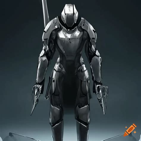 Image Of A Futuristic Armor Suit With A Sword On Craiyon