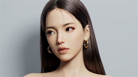 3D 动漫 长发 美女 脸 耳环 电脑 壁纸高清大图预览1920x1080 动漫壁纸下载 墨鱼部落格