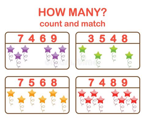 Juego Matemático Para Niños Contar Globos Coloridos Hojas De Cálculo