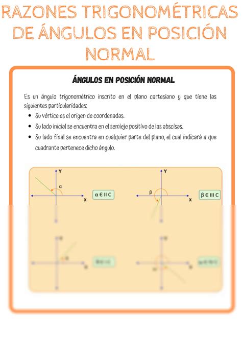 SOLUTION Razones Trigonometricas De Angulos En Posicion Normal Studypool