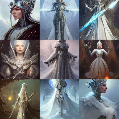 Krea Ancient Sci Fi Snow Queen Highly Detailed Digital Painting