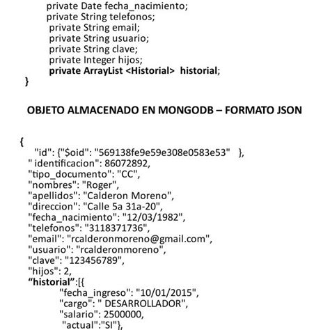 Ejemplo De La Estructura De Documento En Formato Json Fuente Autor
