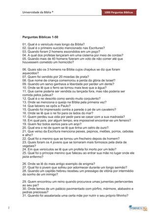 Perguntas B Blicas De N Vel F Cil M Dio E Dif Cil Brilhe