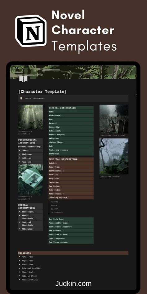 Notion Templates For Creating Character Profiles In Novel